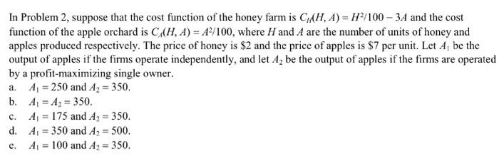 Solved In Problem 2, suppose that the cost function of the | Chegg.com
