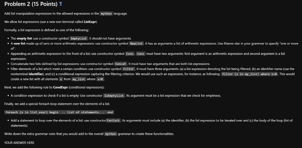 Problem 2 (15 Points) I Add list manipulation | Chegg.com