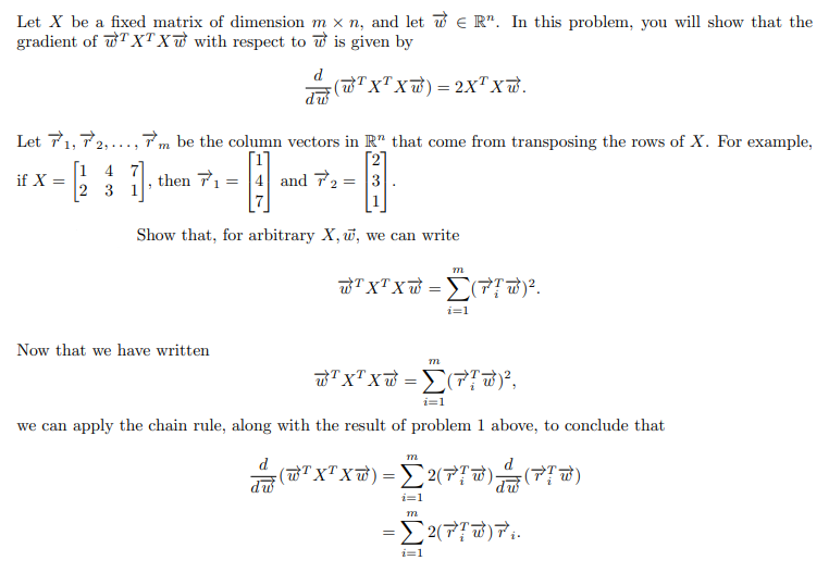 Solved Let X be a fixed matrix of dimension m xn, and let ū | Chegg.com