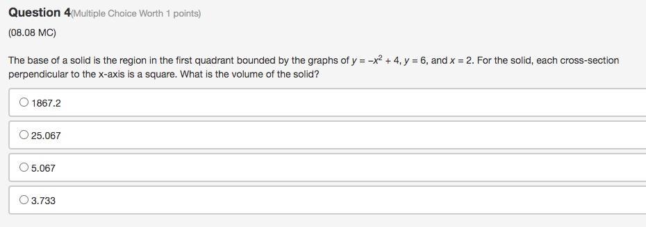 Solved Question 1 (Multiple Choice Worth 1 points) (08.08 | Chegg.com