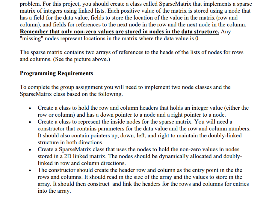 Solved problem. For this project, you should create a class | Chegg.com