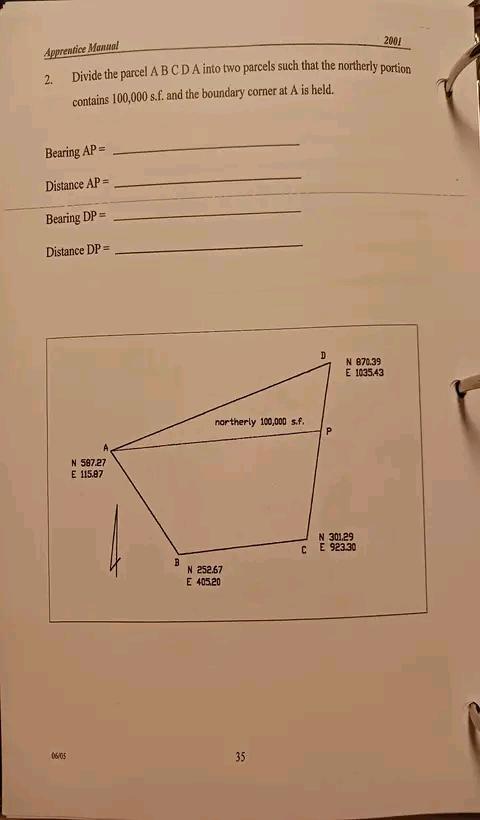 Solved 2. Divide the parcel ABCDA into two parcels such that | Chegg.com