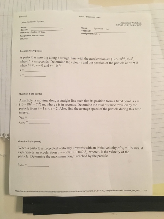 Solved Blackboawrd Lea Onine Homework System Assignment | Chegg.com