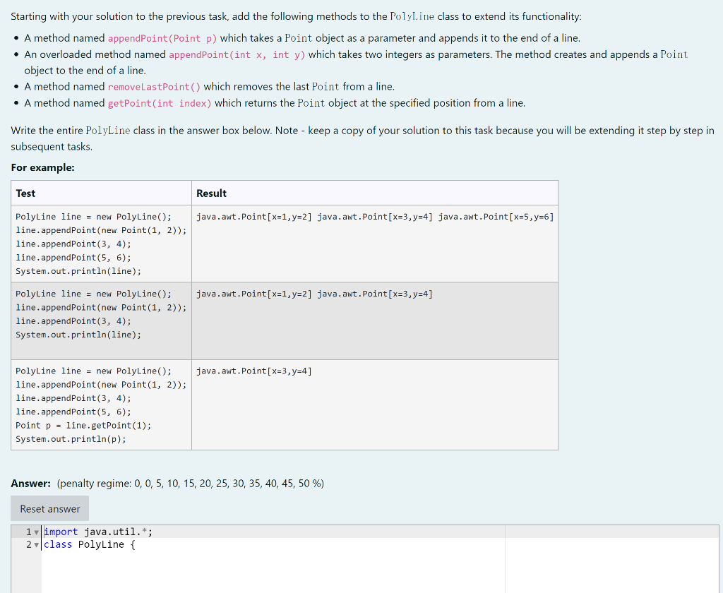 Solved A polyline is a line with segments formed by a list | Chegg.com