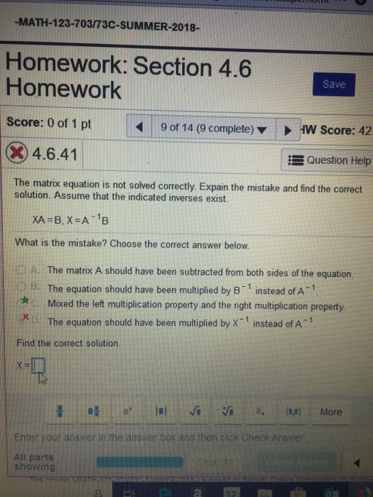 Solved -MATH-123-703/73C-SUMMER-2018- Homework: Section 4.6 | Chegg.com