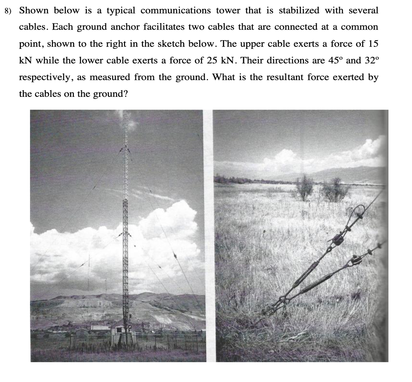 Solved Shown below is a typical communications tower that is | Chegg.com
