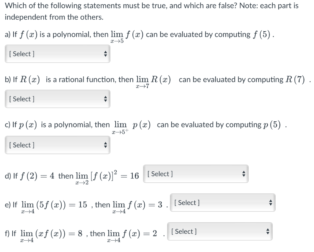 Solved Which of the following statements must be true, and | Chegg.com
