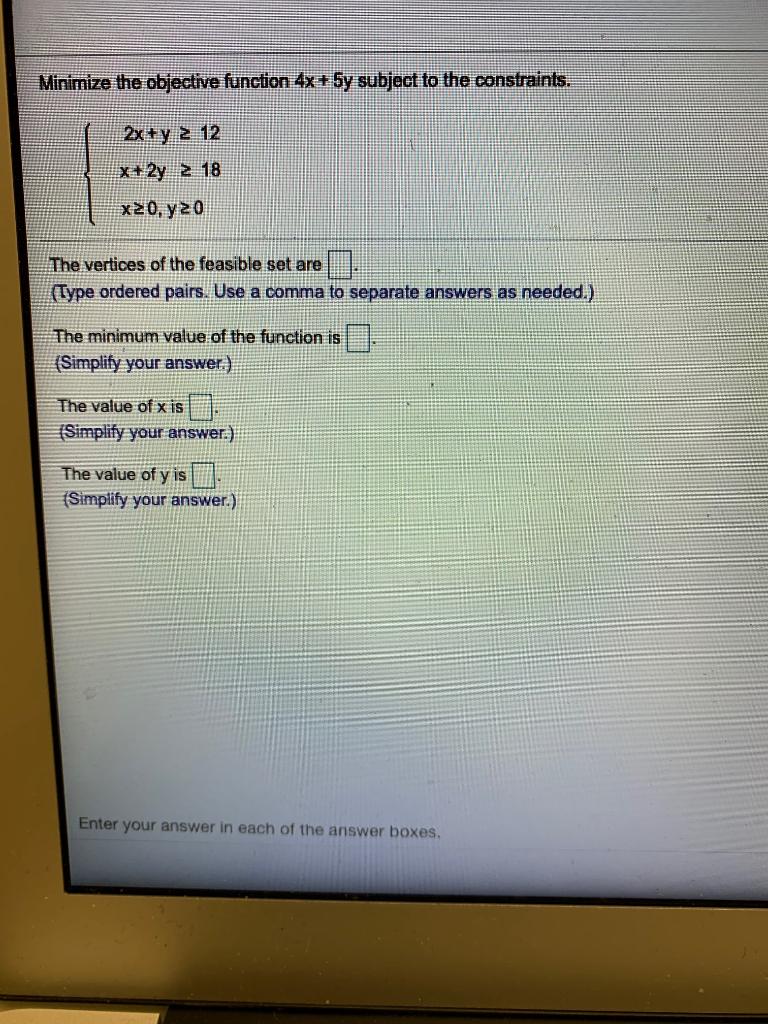 Solved Minimize The Objective Function 4x 5y Subject To