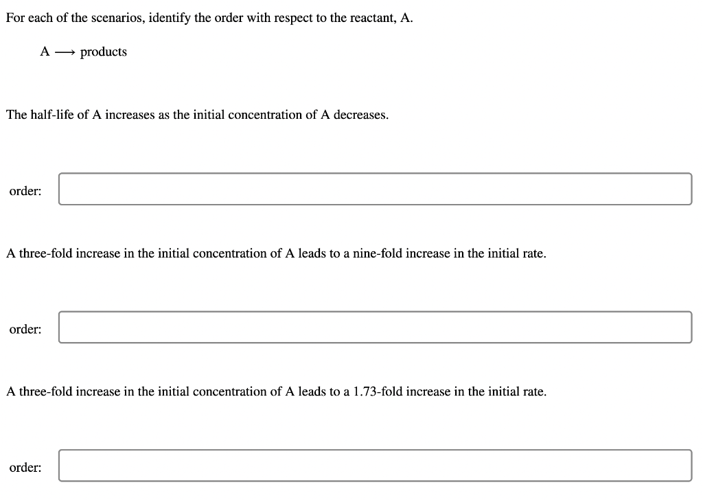 Solved For each of the scenarios, identify the order with | Chegg.com