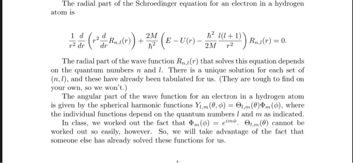 The radial part of the Schroedinger equation for an | Chegg.com