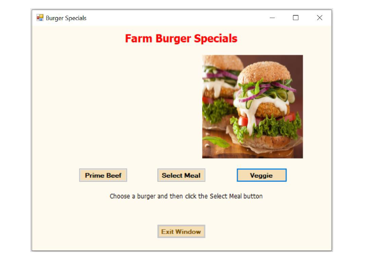 Solved Case 2 - Burger Specials Develop a Visual Basic | Chegg.com
