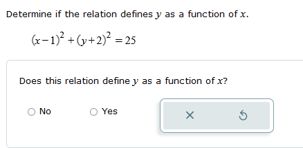Solved Determine if the relation defines y ﻿as a function of | Chegg.com