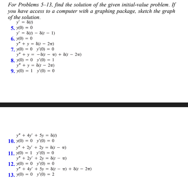Solved For Problems 5–13, find the solution of the given | Chegg.com
