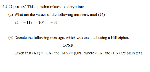 Solved 4.(20 ﻿points) ﻿This question relates to | Chegg.com