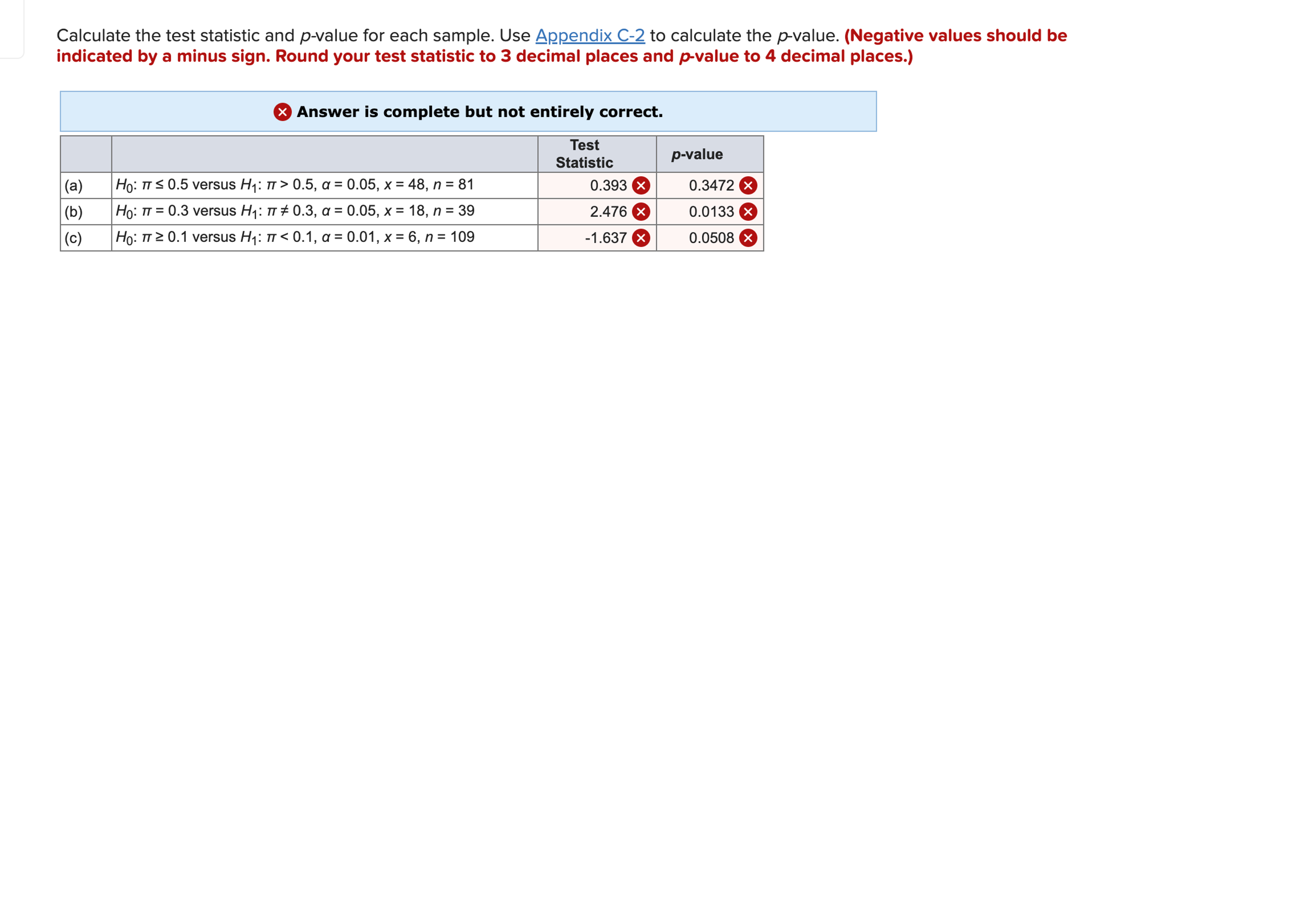 Solved Calculate the test statistic and p-value for each | Chegg.com
