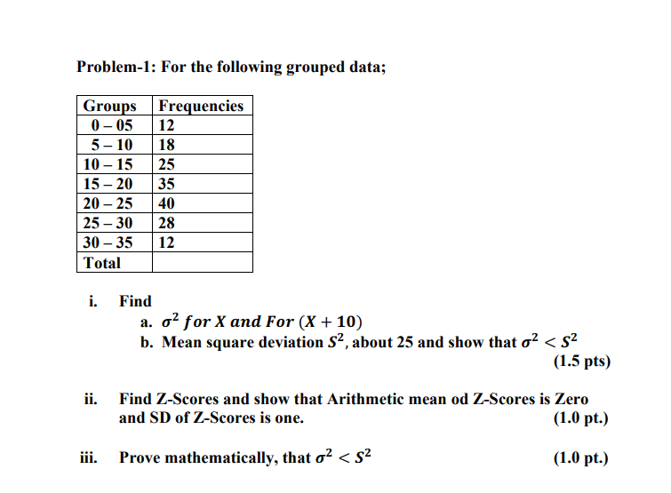 Solved Problem-1: For the following grouped data; Groups 0 - | Chegg.com