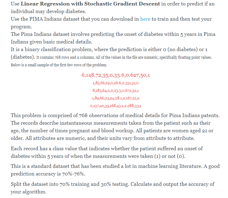 Solved Use Linear Regression with Stochastic Gradient | Chegg.com