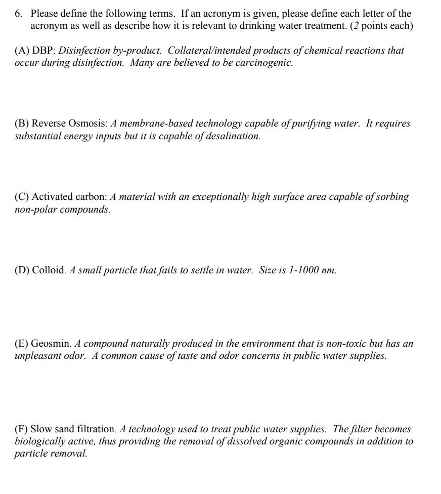Solved Please define the following terms. If an acronym is | Chegg.com