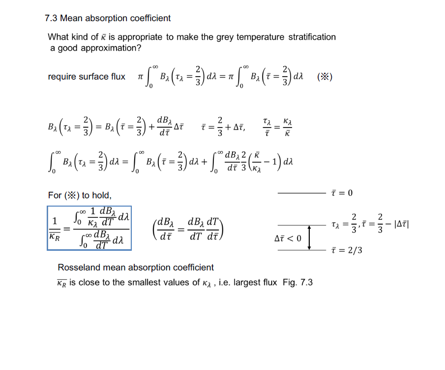 7.3 Mean absorption coefficient What kind of κˉ is | Chegg.com