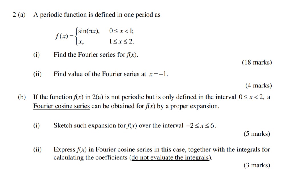 Solved 2 (a) ﻿A periodic function is defined in one period | Chegg.com