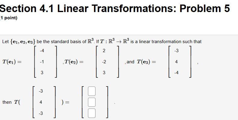 Solved Section 4.1 Linear Transformations: Problem 5 1 | Chegg.com