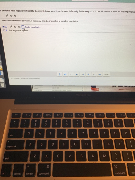 Solved If a trinomial has a negative coefficient for the | Chegg.com
