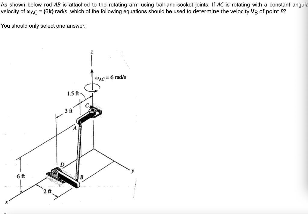 Solved As shown below rod AB is attached to the rotating arm | Chegg.com