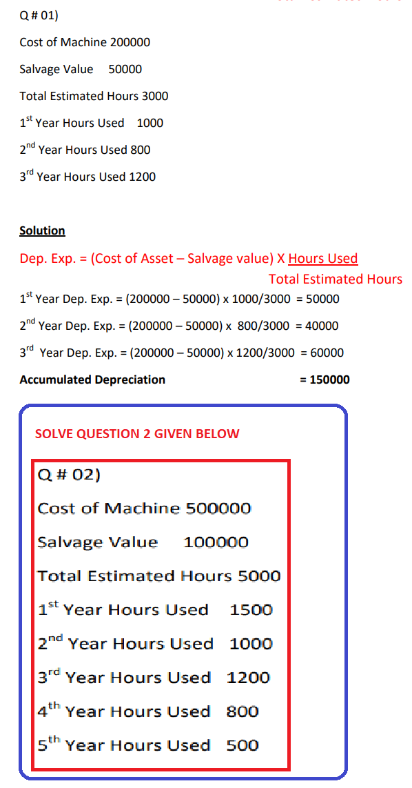 Solved Q # 01) Cost of Machine 200000 Salvage Value 50000 | Chegg.com