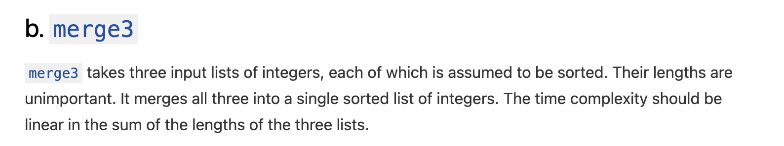 Solved takes three input lists of integers, each of which is | Chegg.com