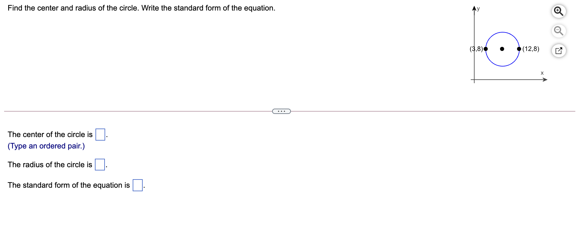 Solved Find the center and radius of the circle. Write the | Chegg.com