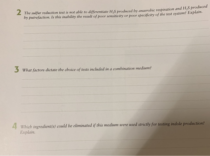 Solved 2 The sulfur reduction test is not able to | Chegg.com