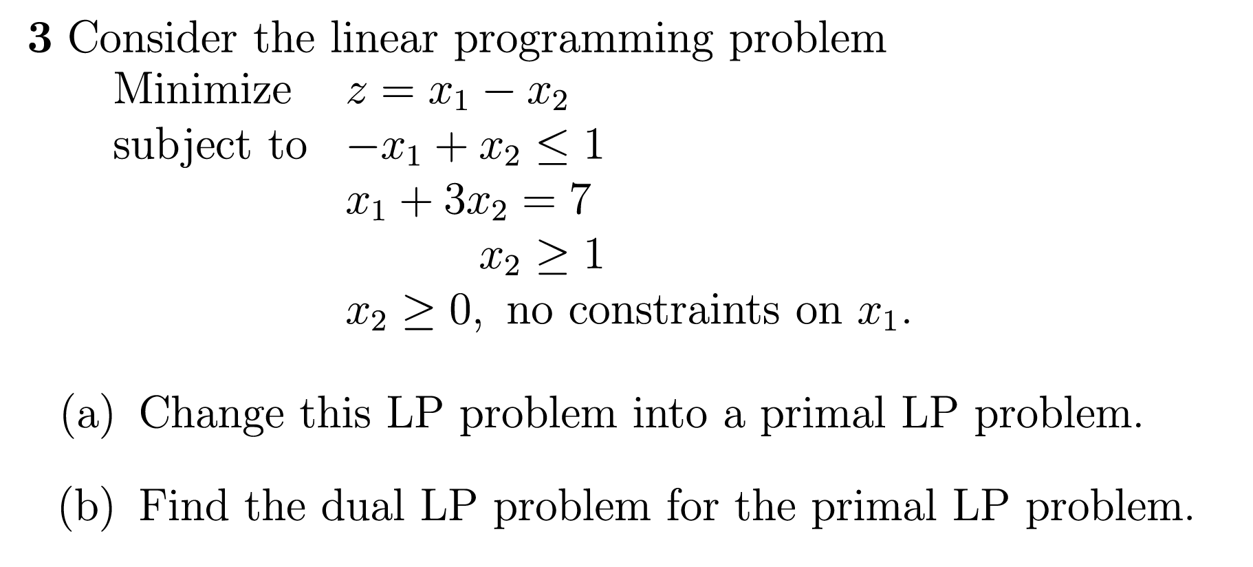 Solved 3 Consider the linear programming problem Minimize Z | Chegg.com