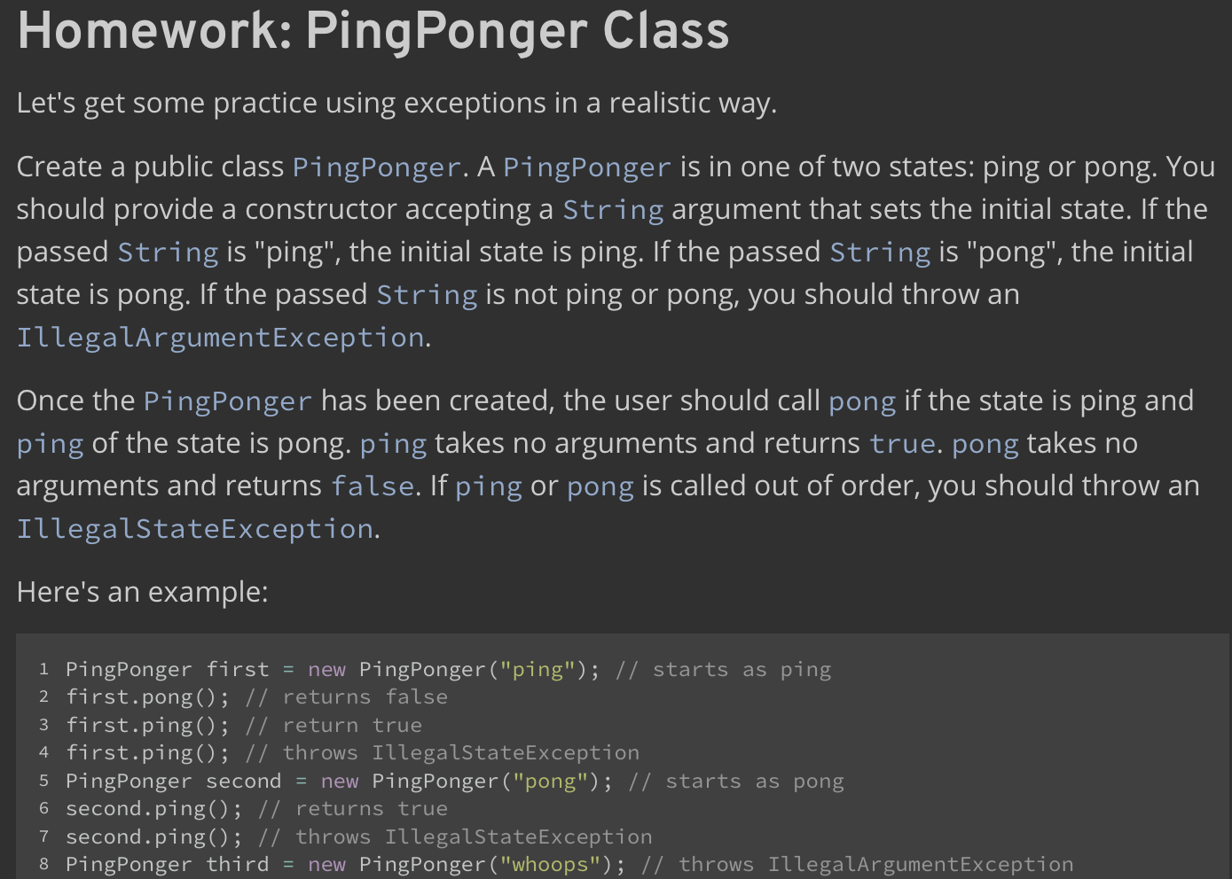 Solved Create a public class PingPonger. A PingPonger is in | Chegg.com