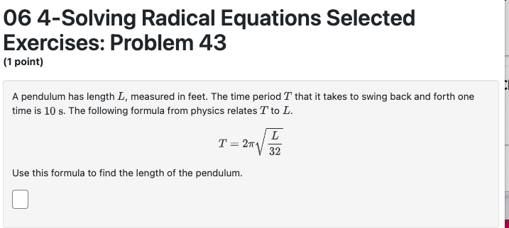 Solved 06 4-Solving Radical Equations Selected Exercises: | Chegg.com