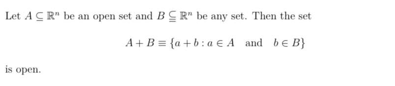 Solved Let A⊆Rn be an open set and B⊆Rn be any set. Then the | Chegg.com
