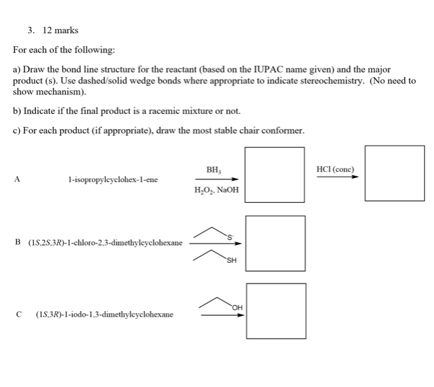 Solved 3. 12 marks For each of the following: a) Draw the | Chegg.com