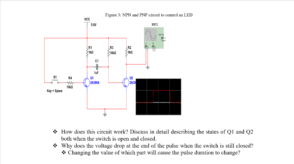 Solved Figure 3: NPN and PNP circuit to control an LED VCC | Chegg.com