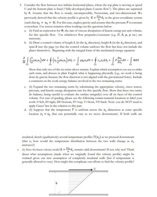 Solved 3. Consider the flow between two infinite horizontal | Chegg.com