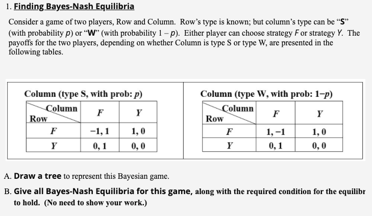 Solved 1. Finding Bayes-Nash Equilibria Consider a game of | Chegg.com