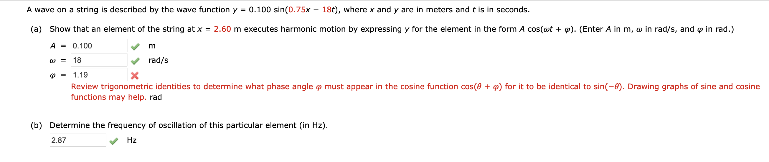 Solved A wave on a string is described by the wave function | Chegg.com