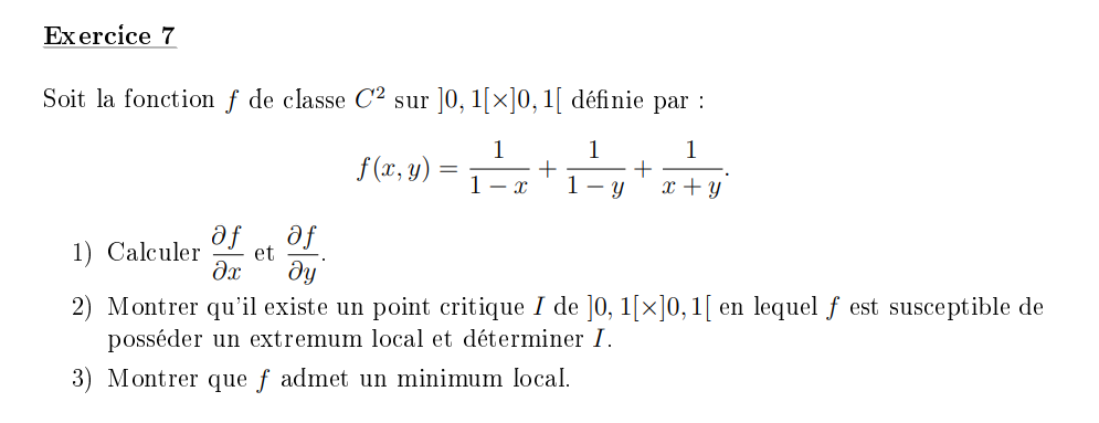 Exercice 7 Soit la fonction f de classe C2 sur | Chegg.com