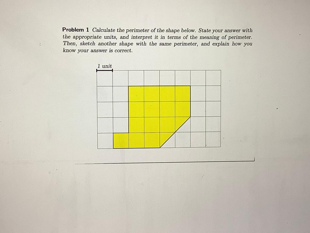 Solved Problem 1 Calculate the perimeter of the shape below. | Chegg.com
