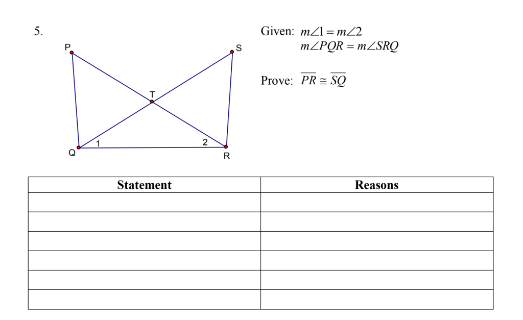 Solved m∠1=m∠2 m∠PQR=m∠SRQ PR≅SQ | Chegg.com