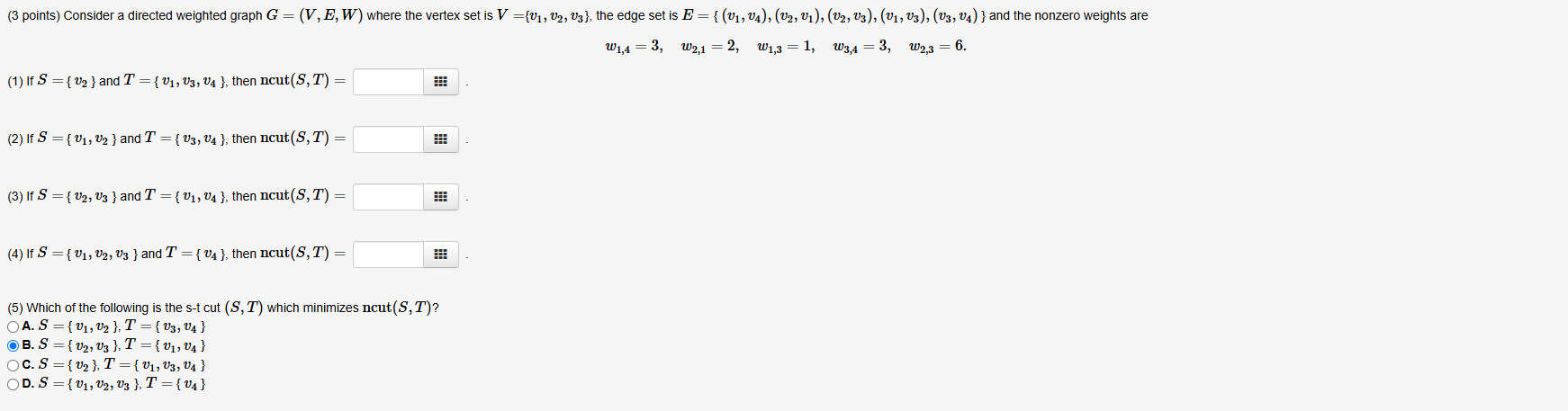 Solved (3 ﻿points) ﻿Consider a directed weighted graph | Chegg.com