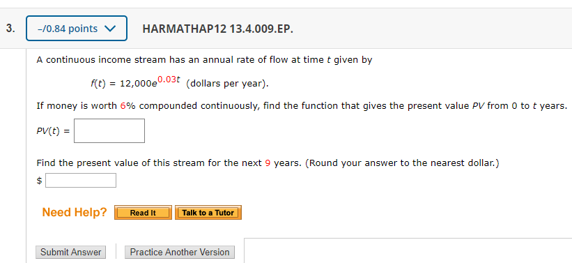 Solved -/0.84 points v HARMATHAP 12 13.4.009.EP. A | Chegg.com