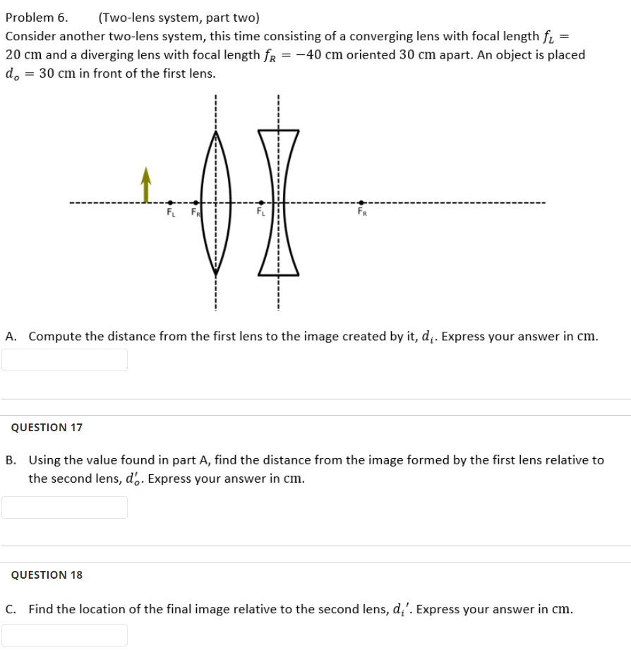 Solved Problem 6. (Two-lens system, part two) Consider | Chegg.com