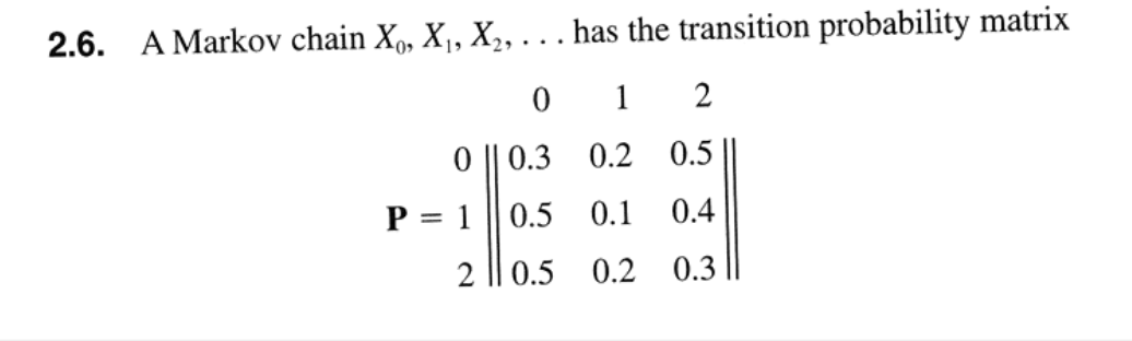 Solved 2.6. A Markov chain X0,X1,X2,… has the transition | Chegg.com