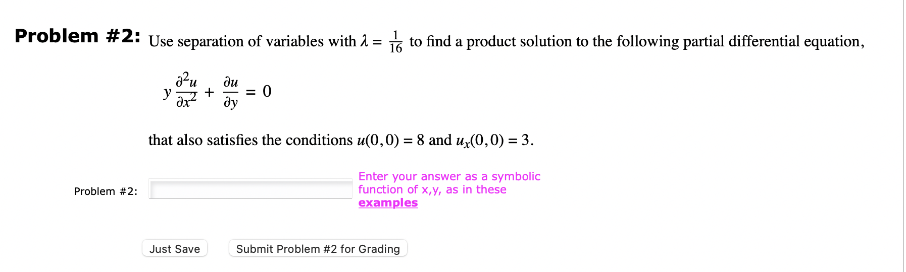 Solved Problem \#2: Use separation of variables with λ=161 | Chegg.com