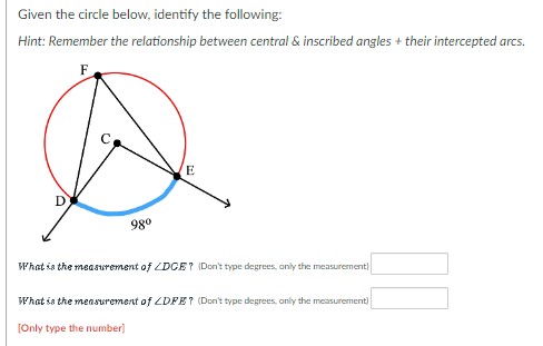 [Solved]: Given the circle below, identify the following: H