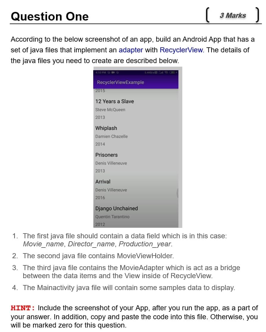 Question One 3 Marks According to the below | Chegg.com